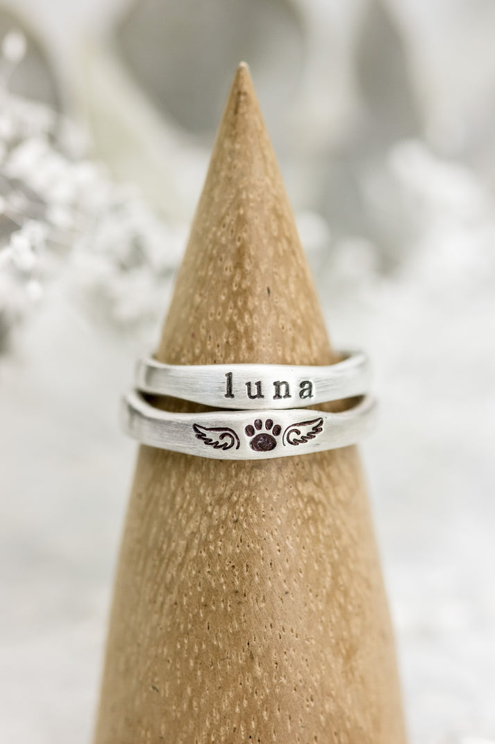 Pet Memorial Ring | Sterling Silver Custom Name & Paw Print – Radiant ...